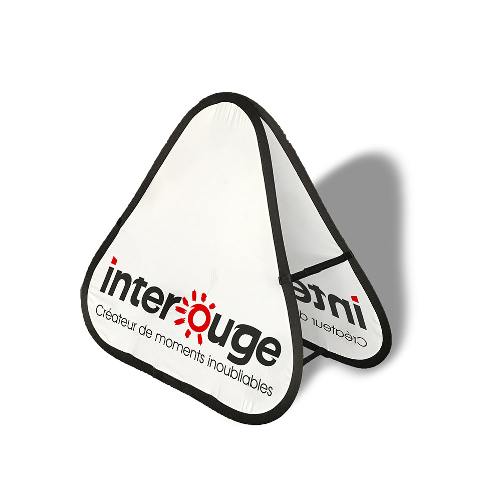 Support publicitaire pop-up triangle 3 tailles recto-verso – Interouge